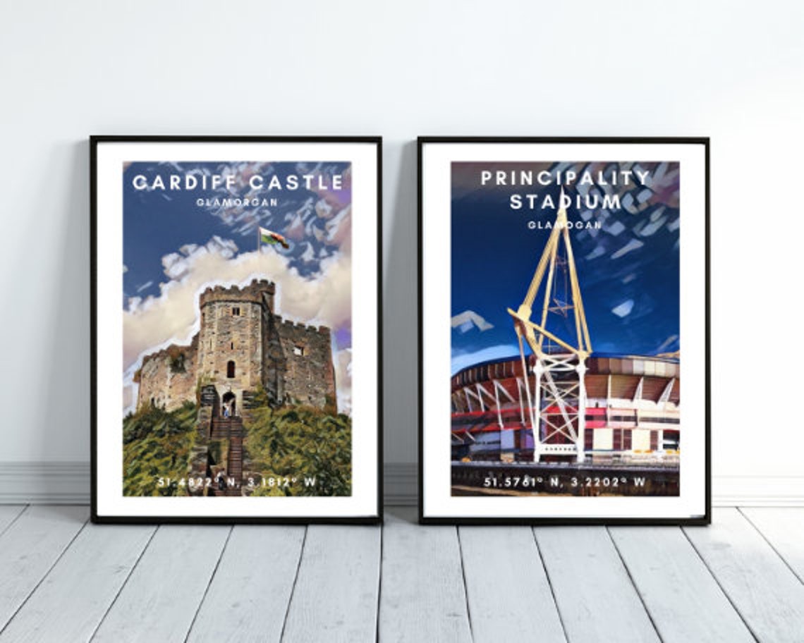 Cardiff Set of 4 Abstract Art Prints Cardiff Bay Cardiff | Etsy