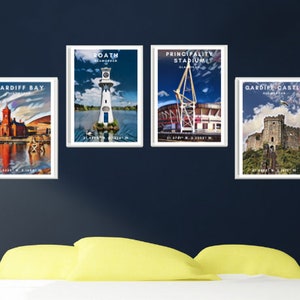 Cardiff Set of 4 Abstract Art Prints Cardiff Bay Cardiff | Etsy