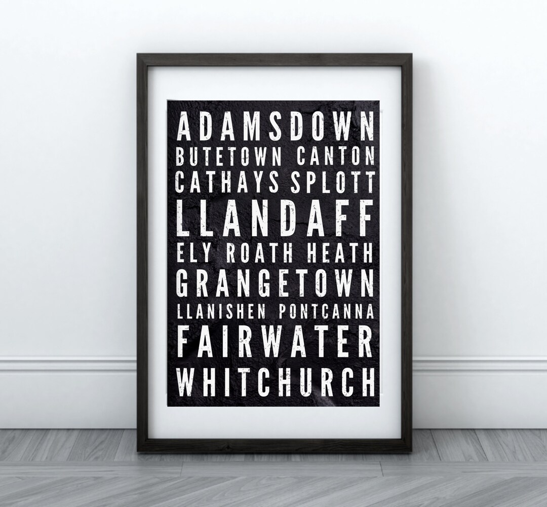 Cardiff Art Print, Vintage Style Typographic Poster, Typography Wall ...