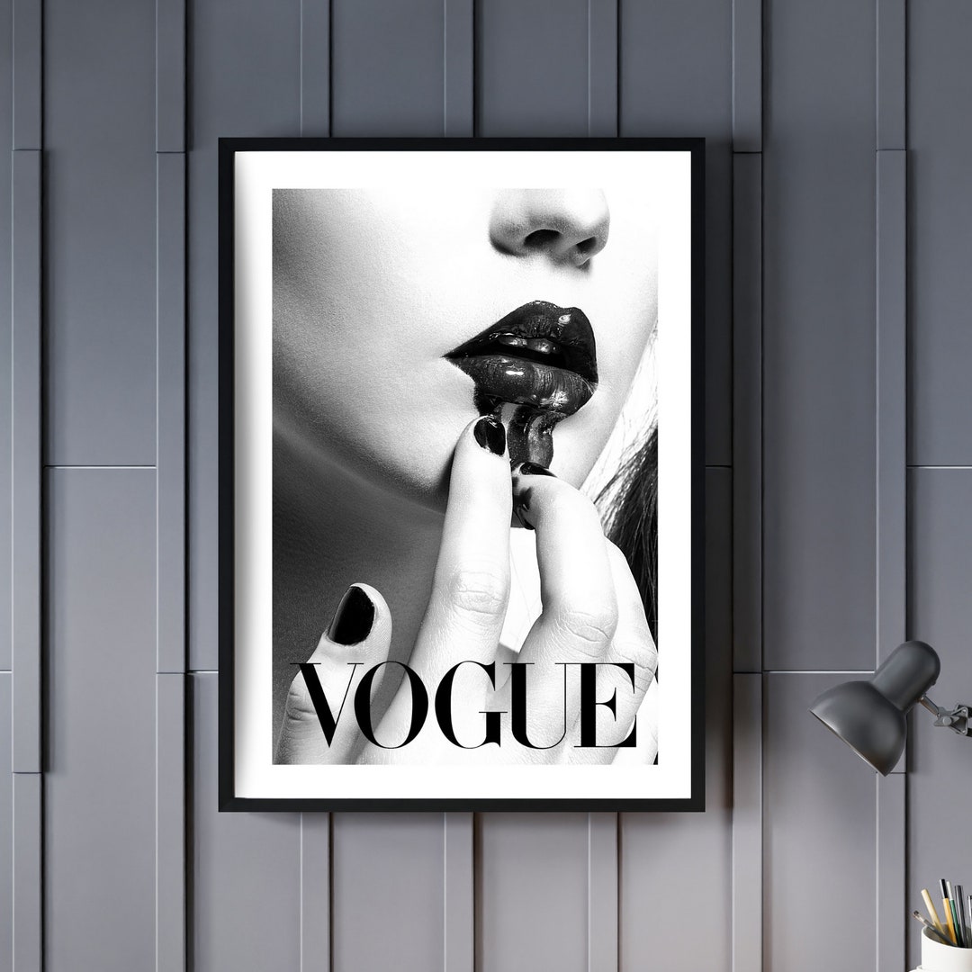 Vogue Fashion Art Print, Photography Lips Lipstick Wall Art, Fashion ...