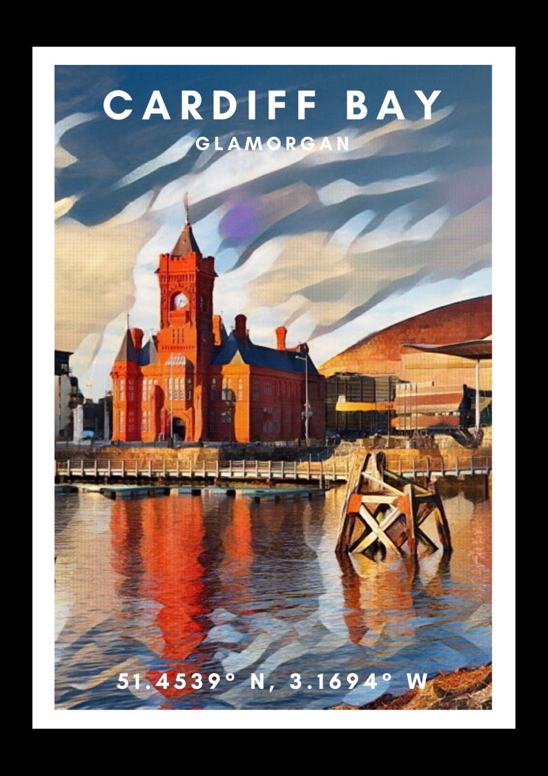Cardiff Bay Art Print Cardiff Location Poster Cardiff Home - Etsy