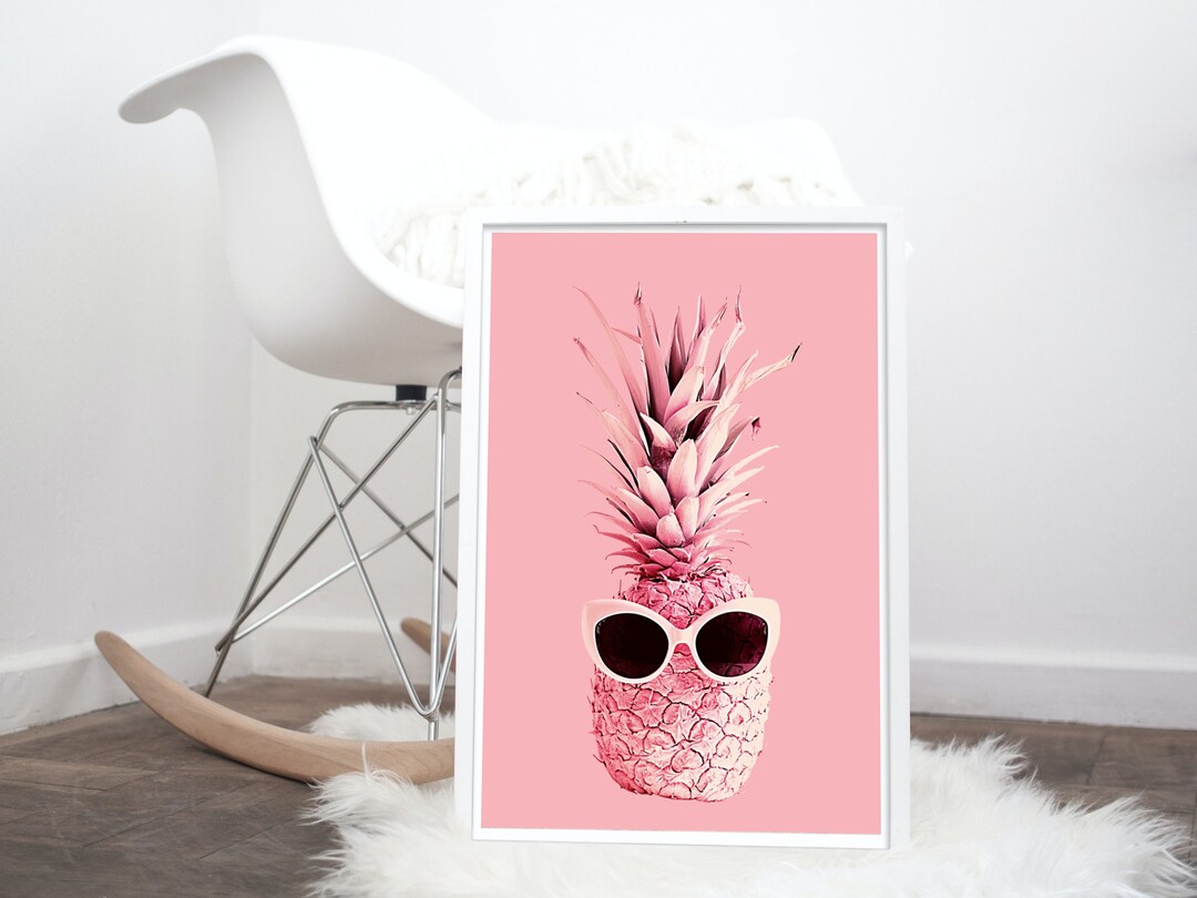 Printable Pink Pineapple Art Print, Bright Pink Art Print, Funky Pineapple Prints, Pineapple ...