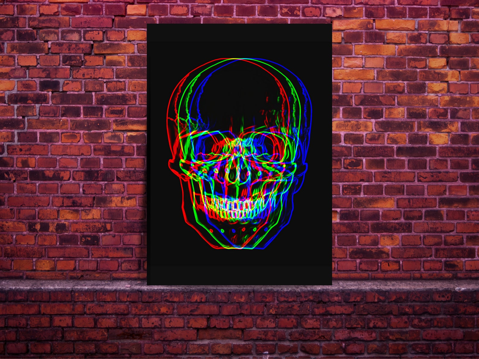 Neon Skull Glitch Art Print: Gothic Wall Decor - Etsy UK