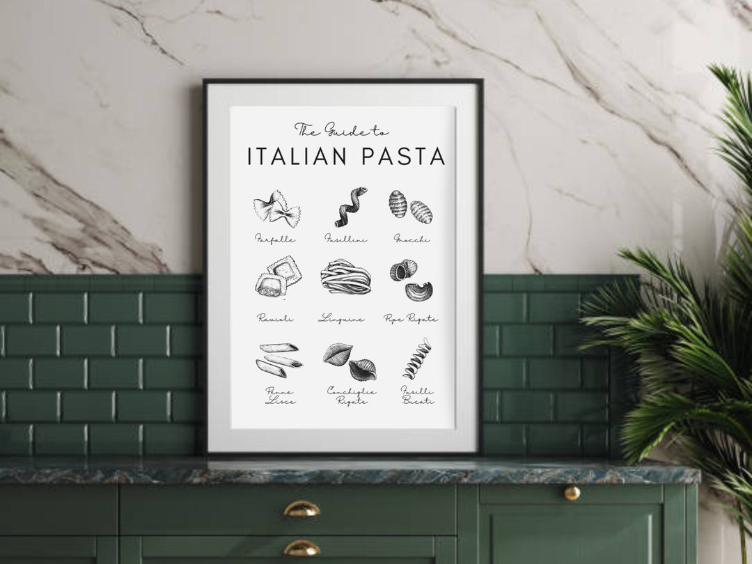 Italian Pasta Art Print, Kitchen Wall Art, Illustration Pasta Icons ...