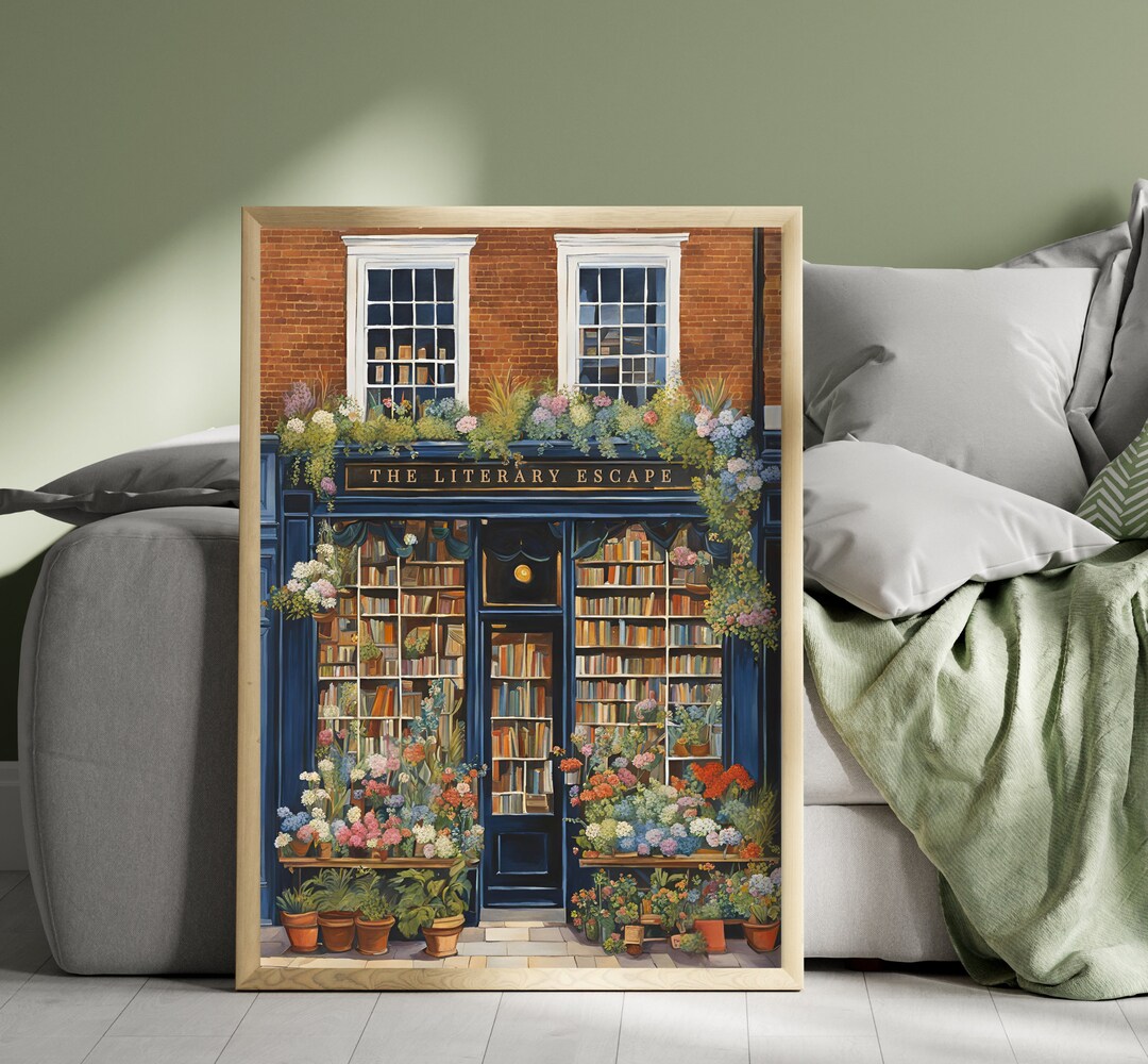 Vintage Style Book Shop Art Print, Booklovers Art Print, Book Wall Art ...