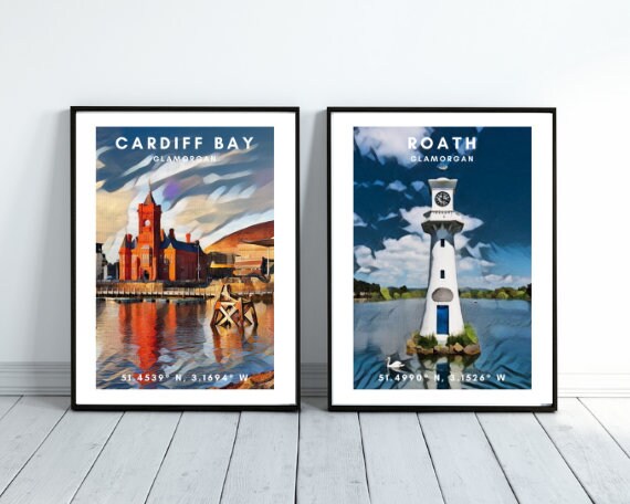 Cardiff Set of 4 Abstract Art Prints Cardiff Bay Cardiff | Etsy