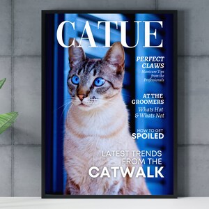 Personalised Cat Art Print, Cat Magazine Cover, Pet Art Print, Gift for ...
