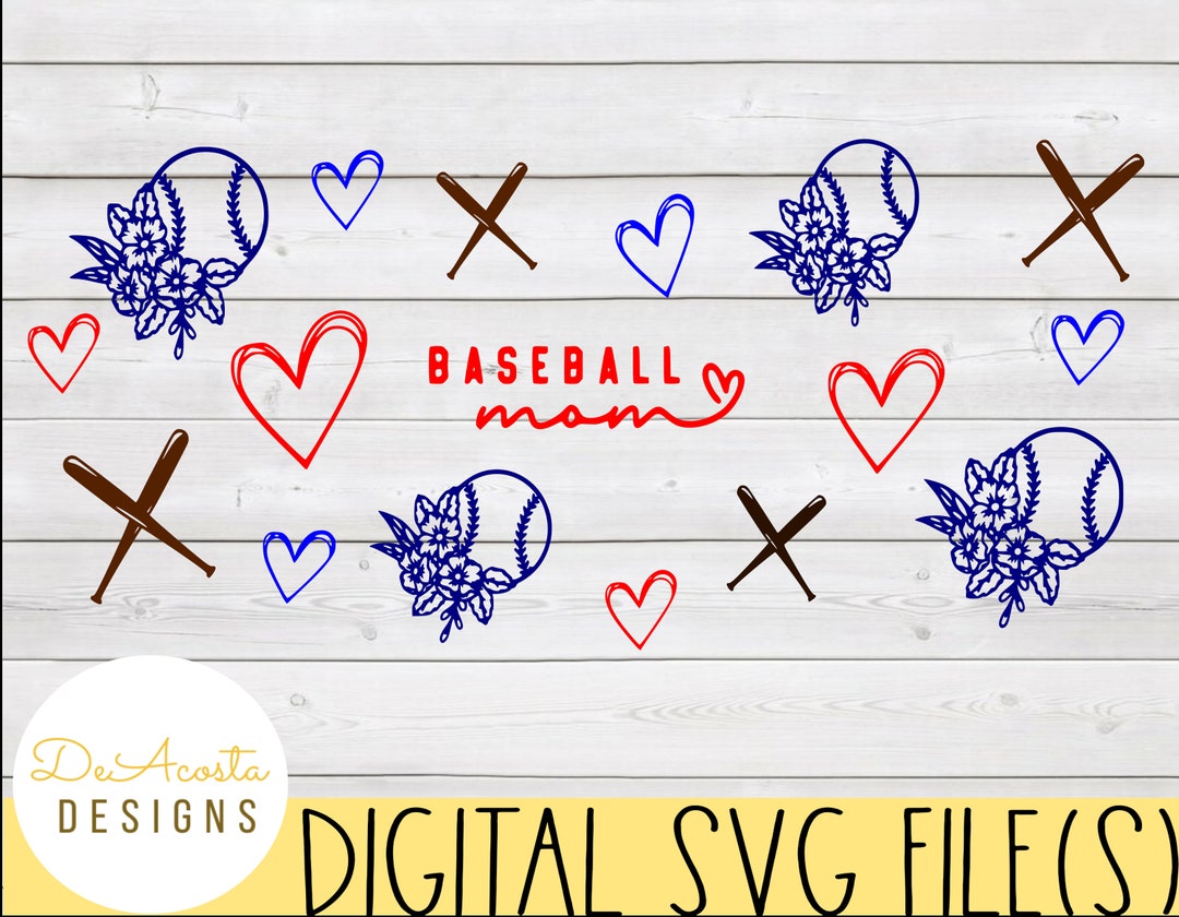 Baseball Mom Cup Wrap SVG; Glass Cup Wrap; Baseball Mom Glass Can Wrap ...
