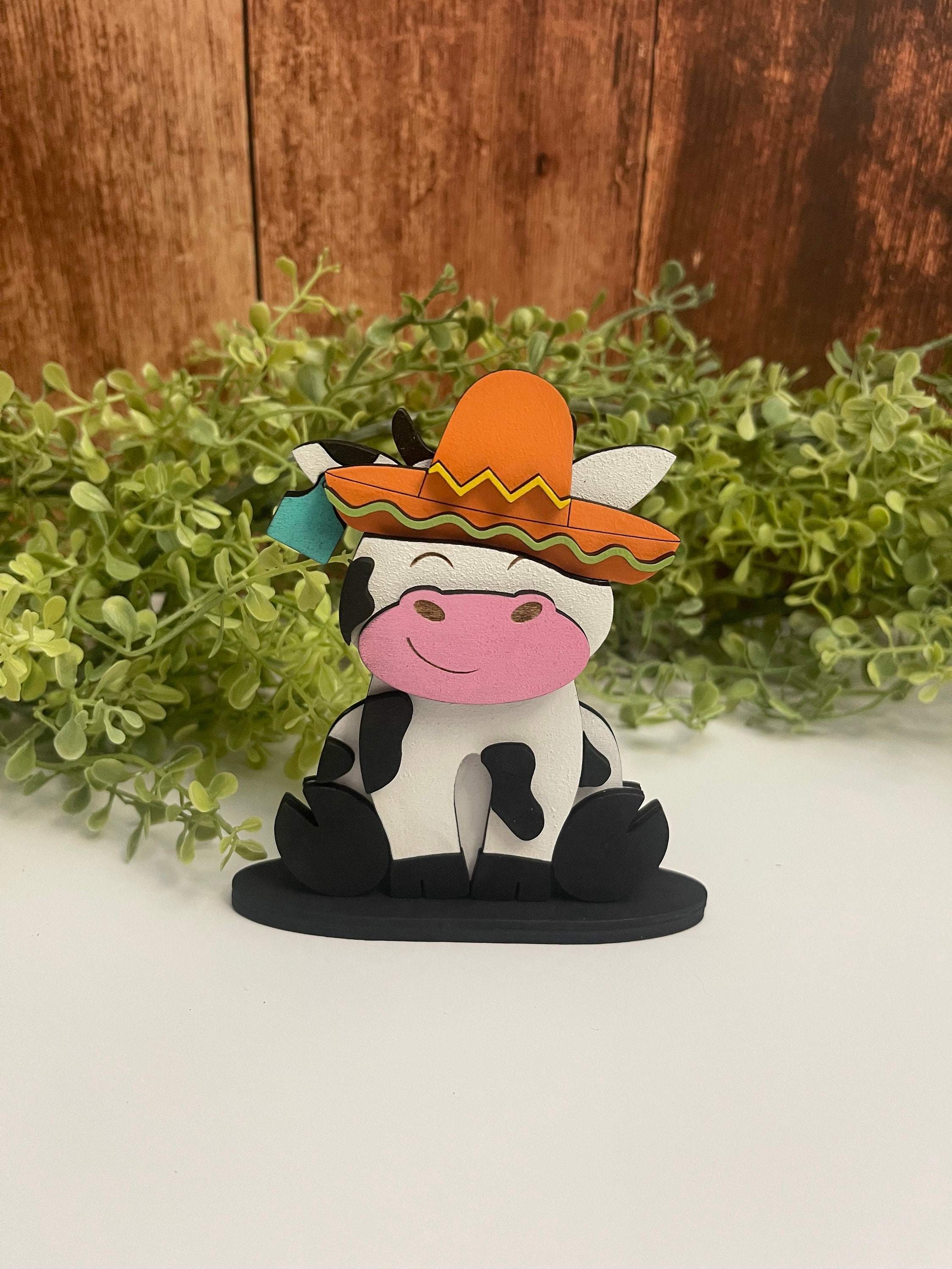 Mini Cow With Interchangeable Hats - Etsy