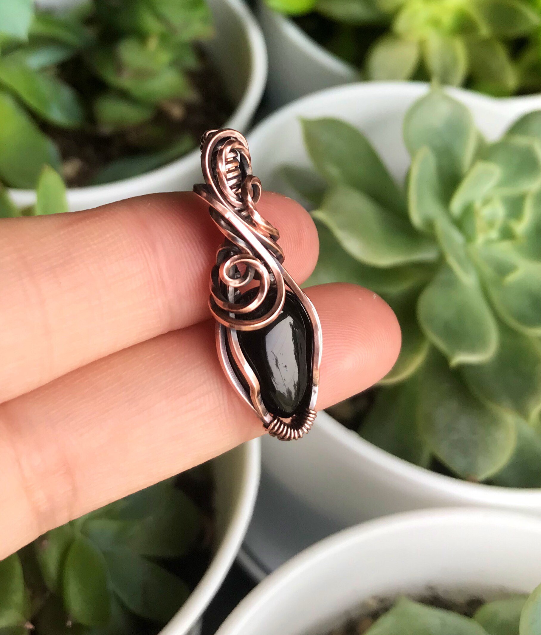 Black Obsidian & Copper Antiqued Obsidian Vintage Jewelry | Etsy