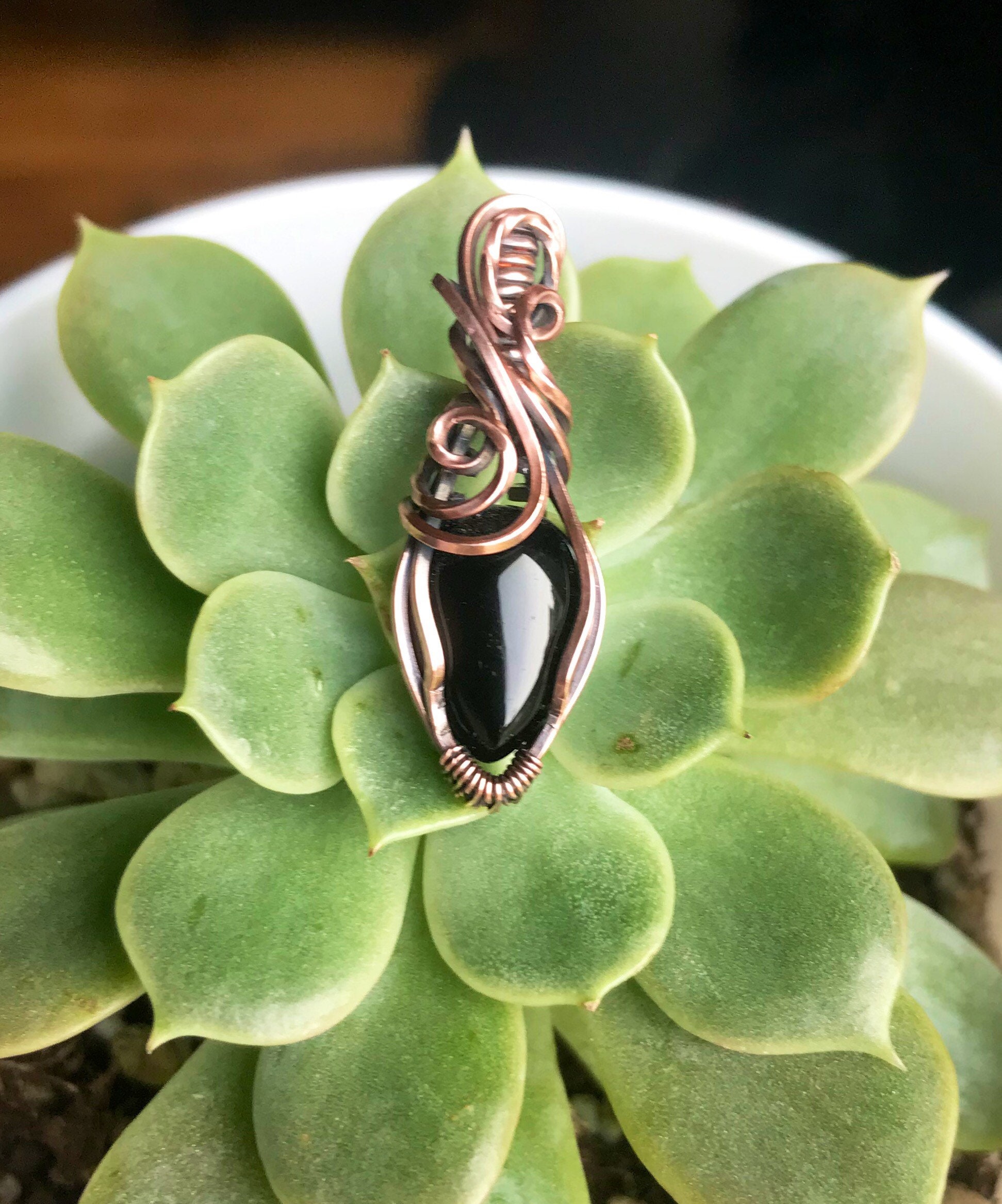Black Obsidian & Copper Antiqued Obsidian Vintage Jewelry | Etsy