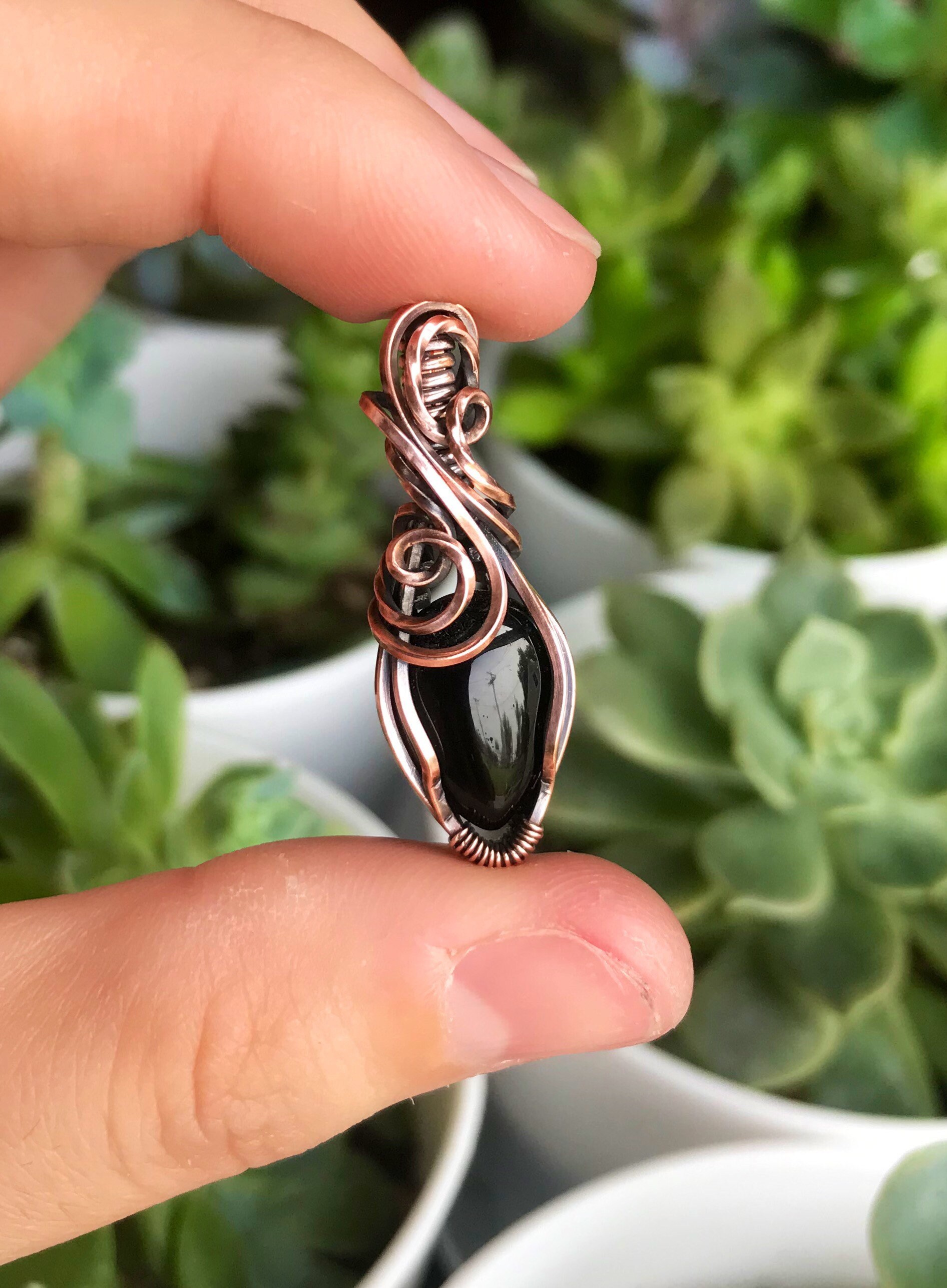 Black Obsidian & Copper Antiqued Obsidian Vintage Jewelry | Etsy