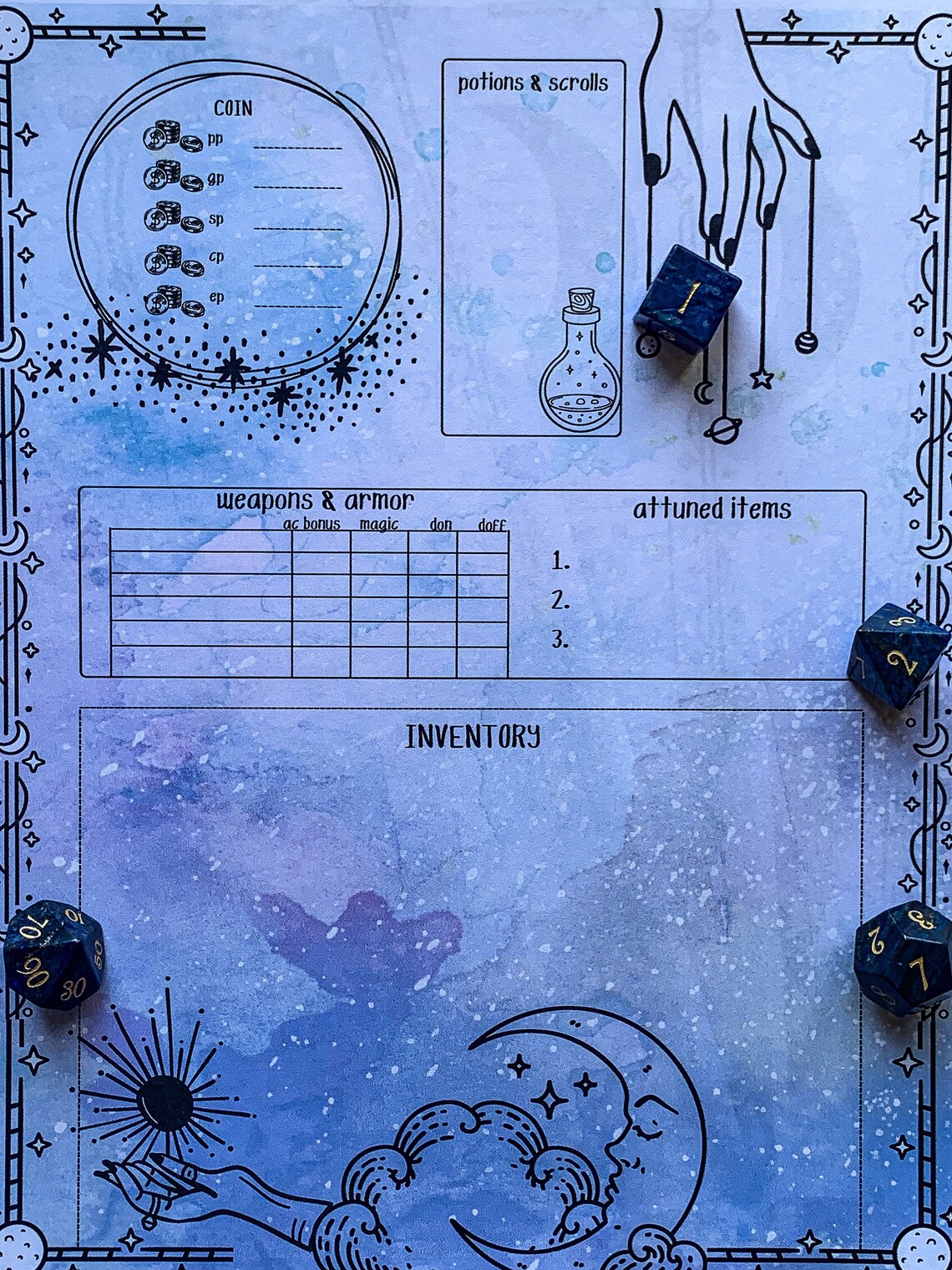 Starry Night Dnd Character Sheet Dnd 5e Custom Character | Etsy