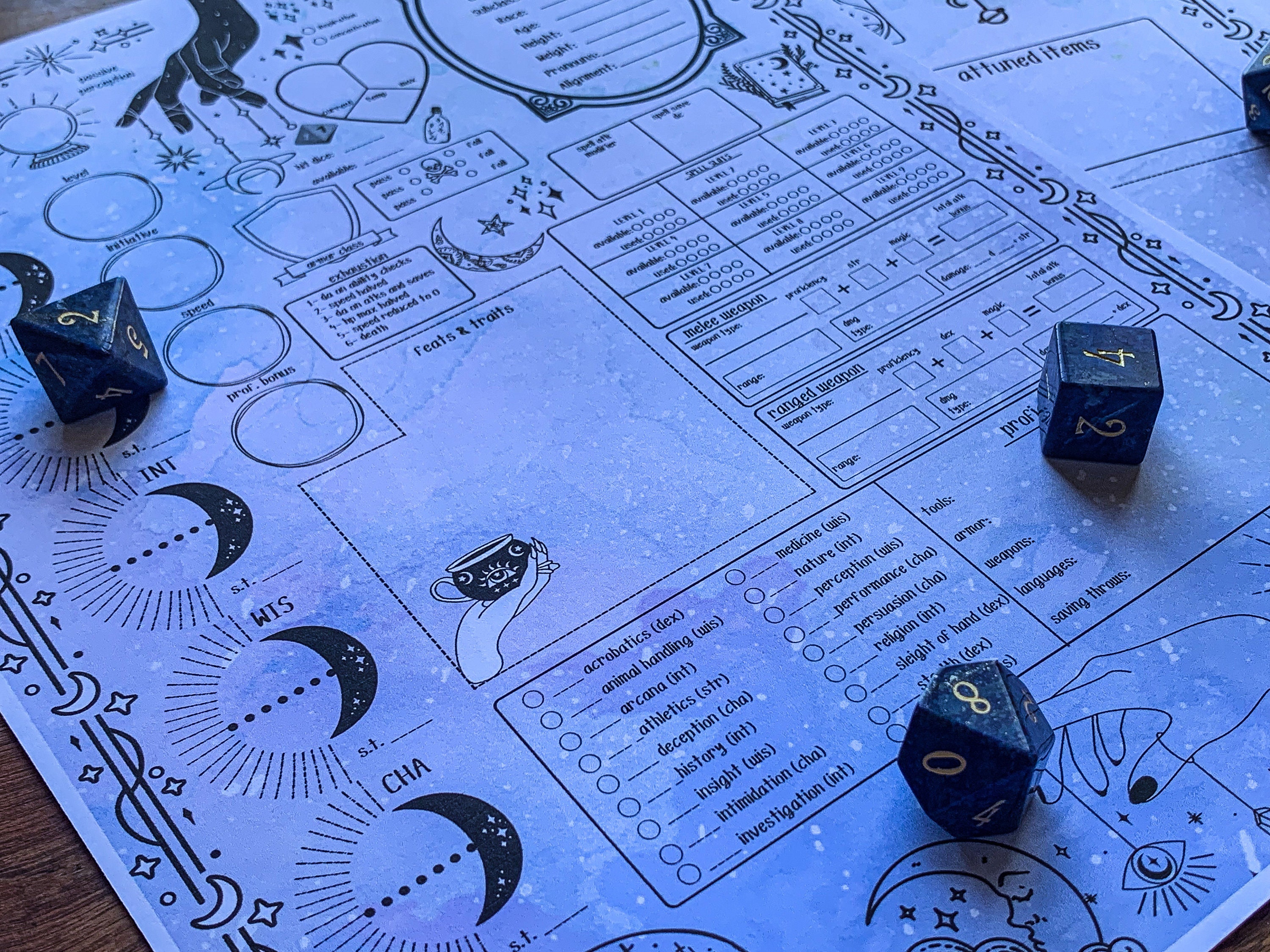 Starry Night Dnd Character Sheet Dnd 5e Custom Character | Etsy