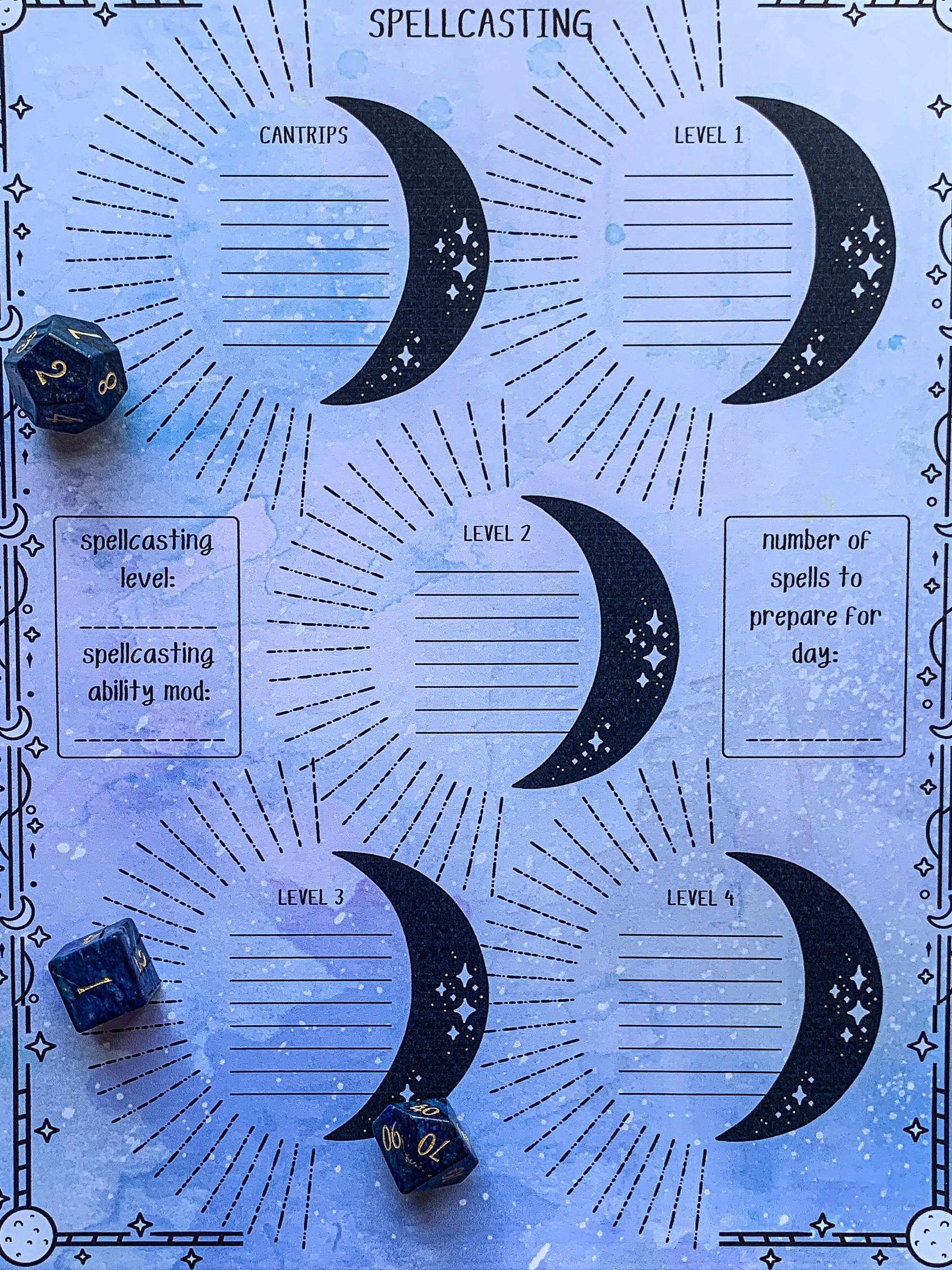 Starry Night Dnd Character Sheet Dnd 5e Custom Character | Etsy
