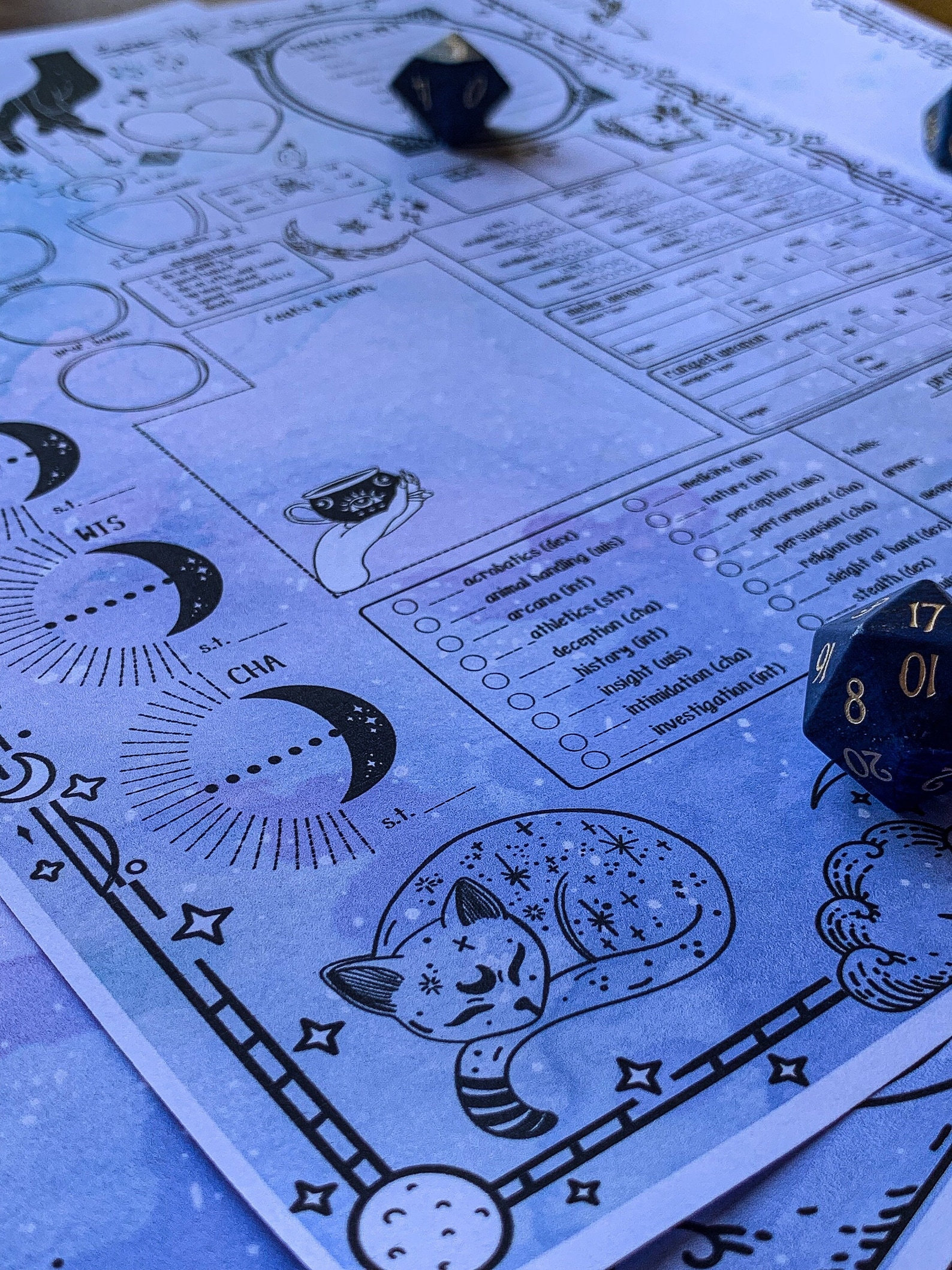 Starry Night Dnd Character Sheet Dnd 5e Custom Character | Etsy