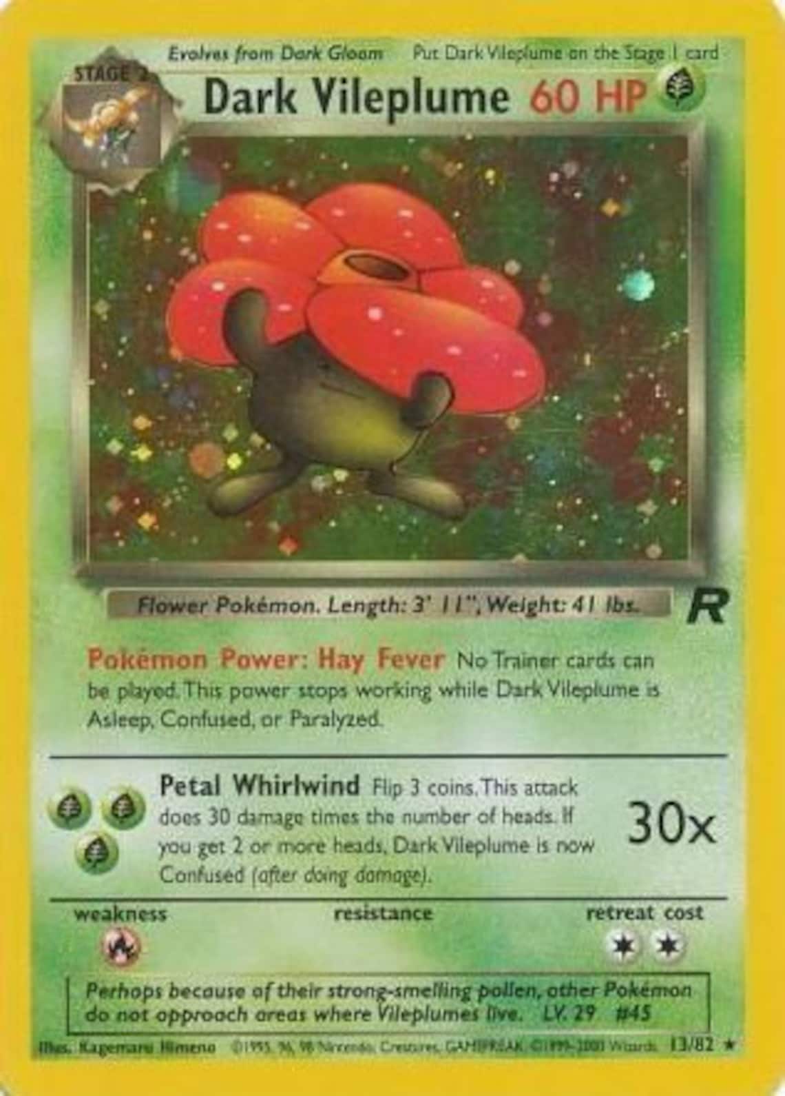 Dark Vileplume Team Rocket Holofoil Real Card - Etsy