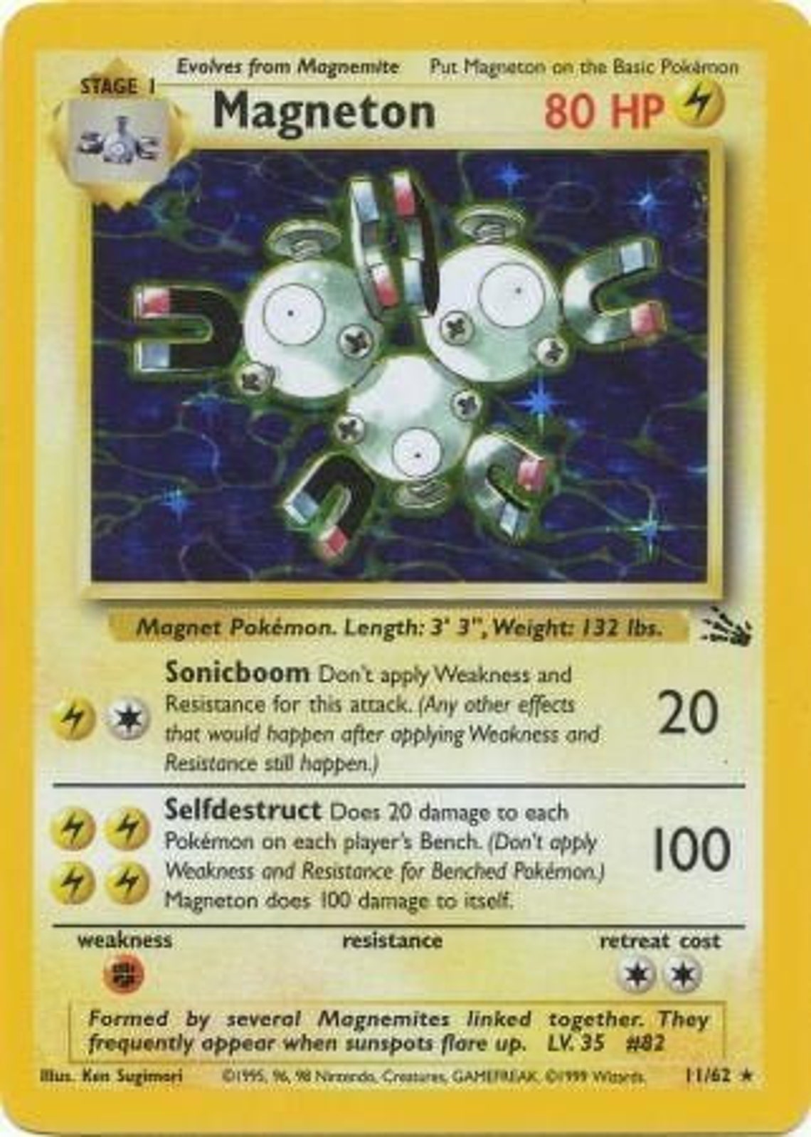 Magneton Holofoil Lightly Used Real Card. 9/102 Base Set | Etsy