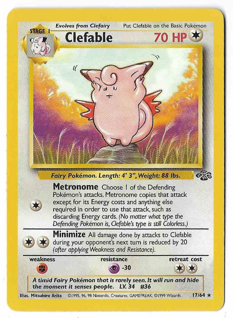 Clefable Holofoil Lightly Used Real Card. 17/64 Base Jungle - Etsy