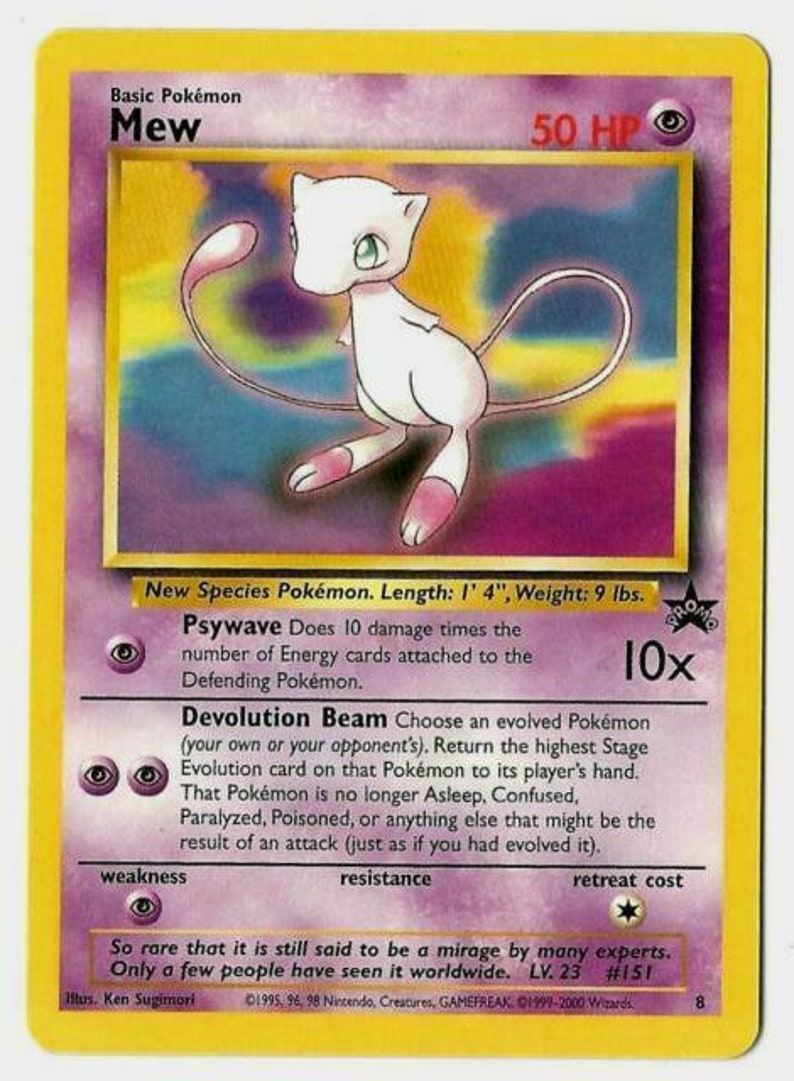 Mew Promo Holofoil Base Promo Rare Pokemon Card REAL MEW CARD - Etsy Israel