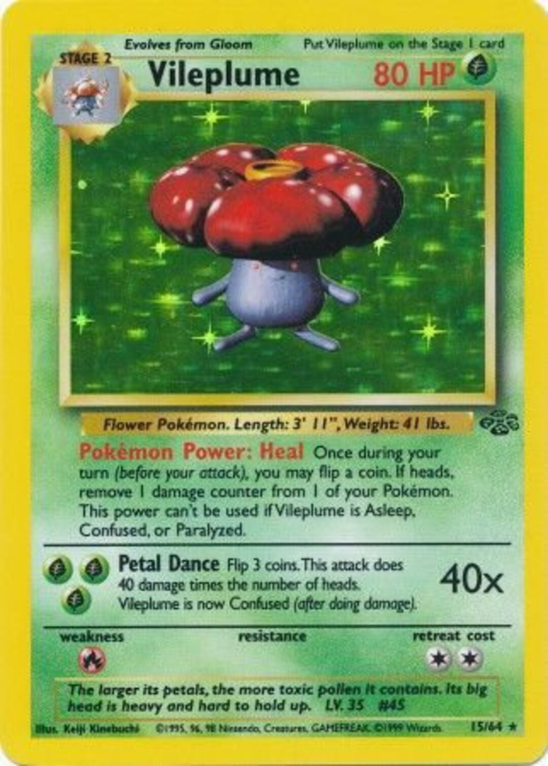 Vileplume Holofoil 31/64 Base Jungle Rare Pokemon Card, REAL CARD - Etsy