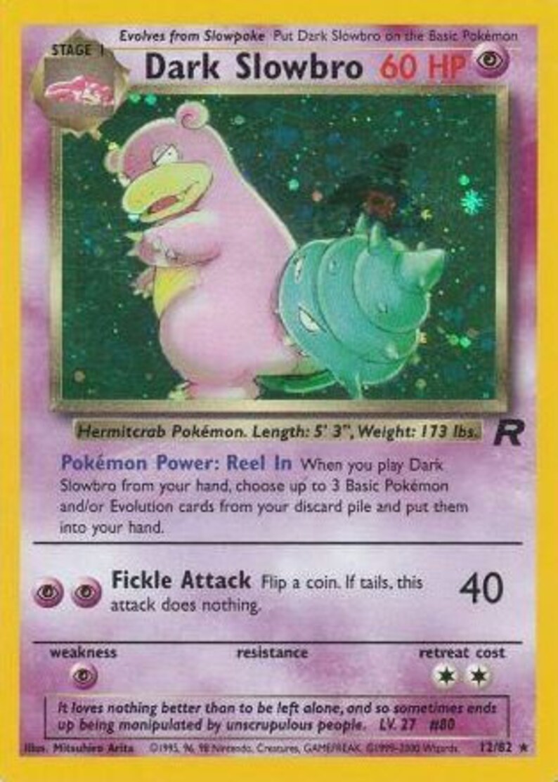 Dark Slowbro Team Rocket Holofoil Real Card - Etsy