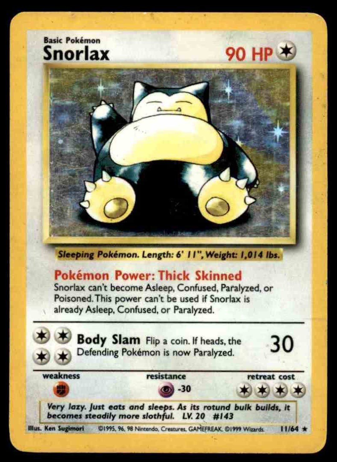 Snorlax Holofoil, Lightly Used, Real Card. 11/64 Base Jungle Set Rare ...