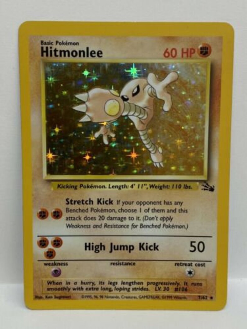 Hitmonlee Holofoil Lightly Used Real Card. 22/62 Fossil Set - Etsy