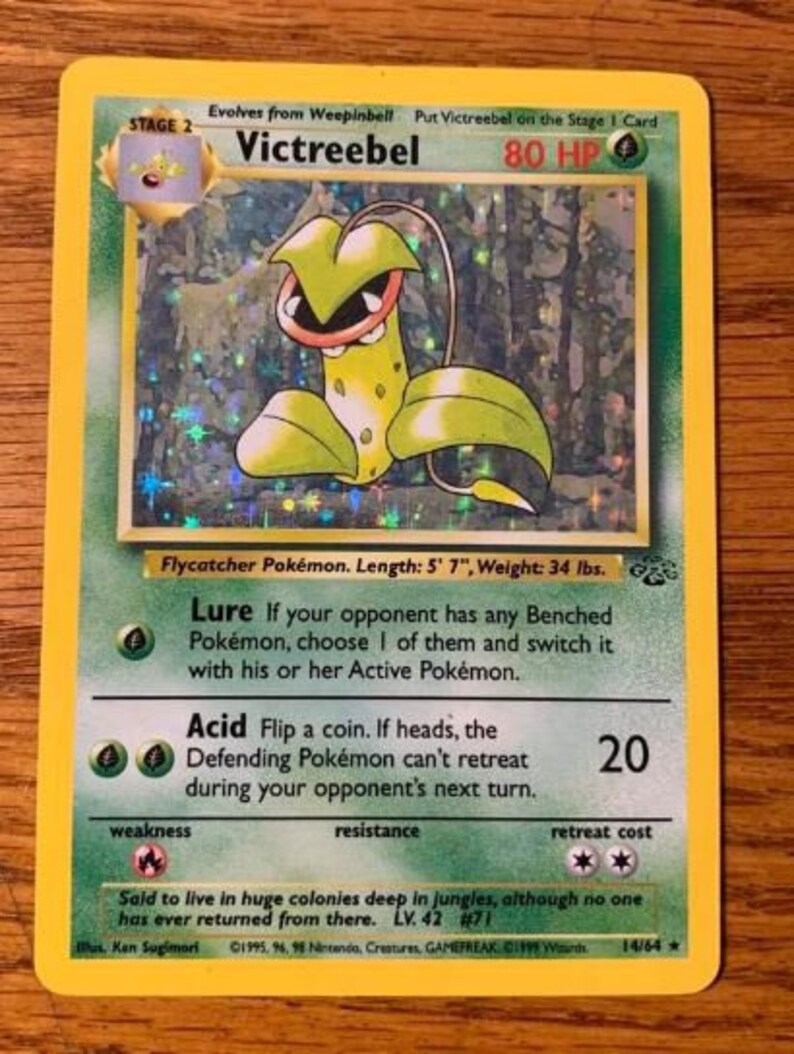 Victreebel Holofoil 14/64 Jungle Set Rare Pokemon Card REAL - Etsy