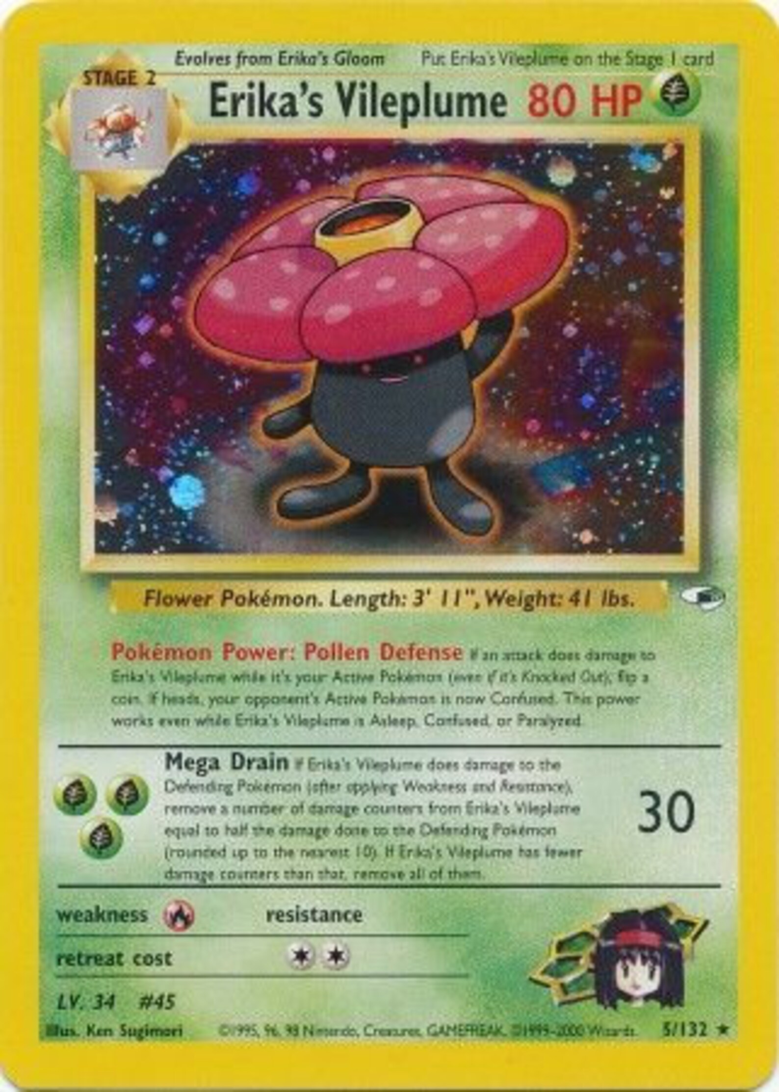 Erika's Vileplume Pokemon Holofoil, Real Card. - Etsy