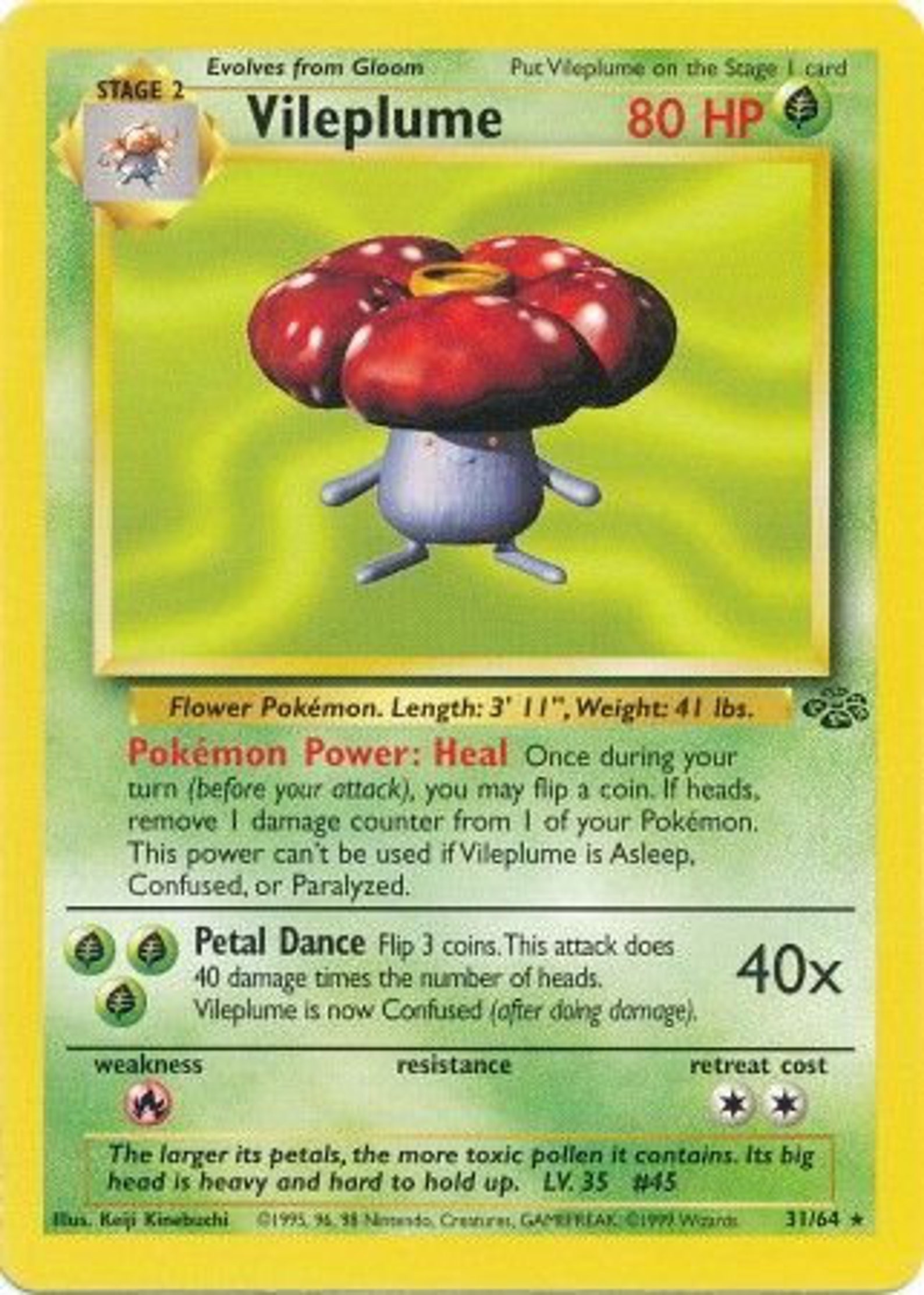 Vileplume Holofoil 31/64 Base Jungle Rare Pokemon Card, REAL CARD - Etsy