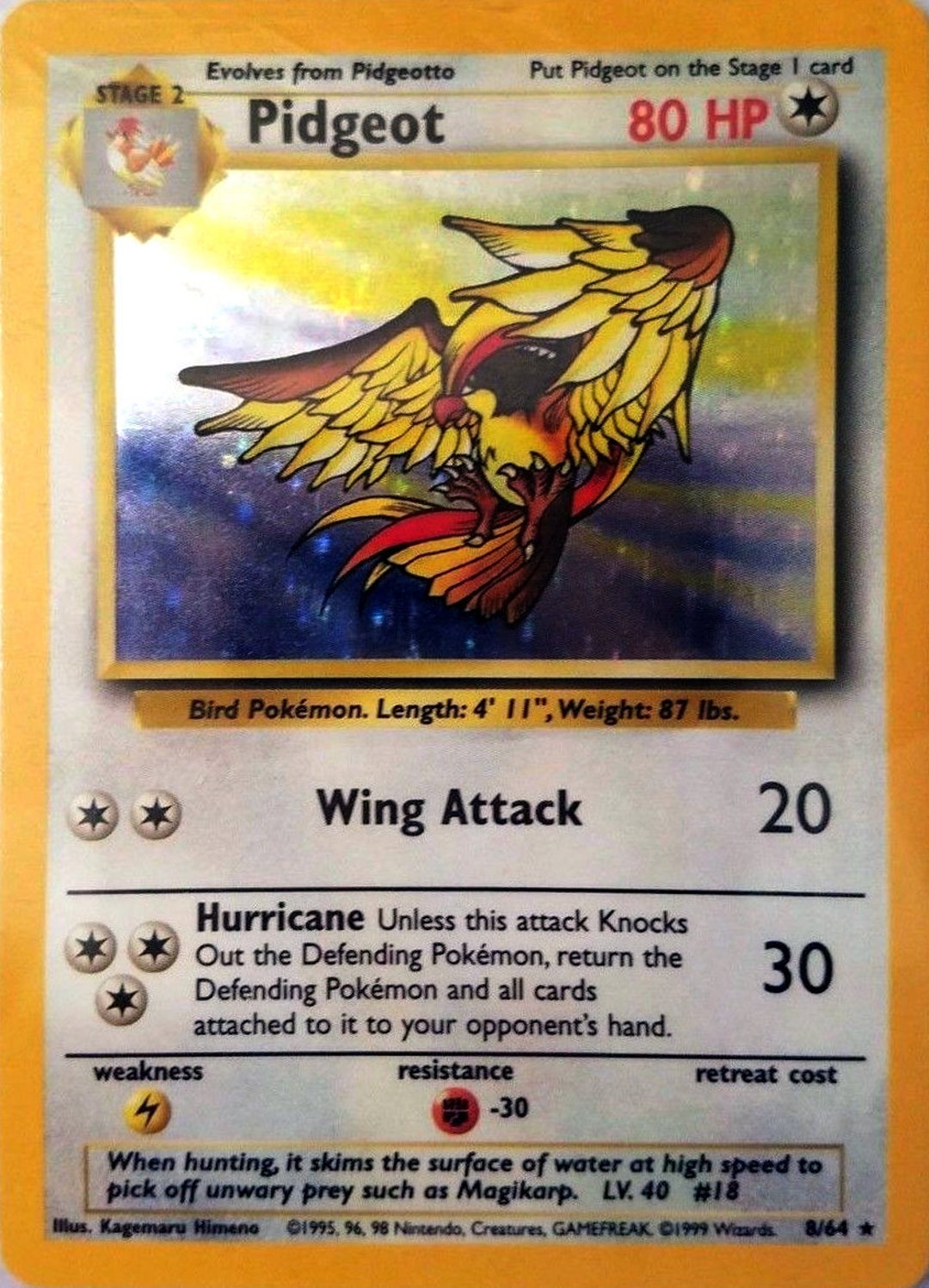 Pidgeot 24/64 Jungle Set Rare Pokemon Card REAL CARD - Etsy