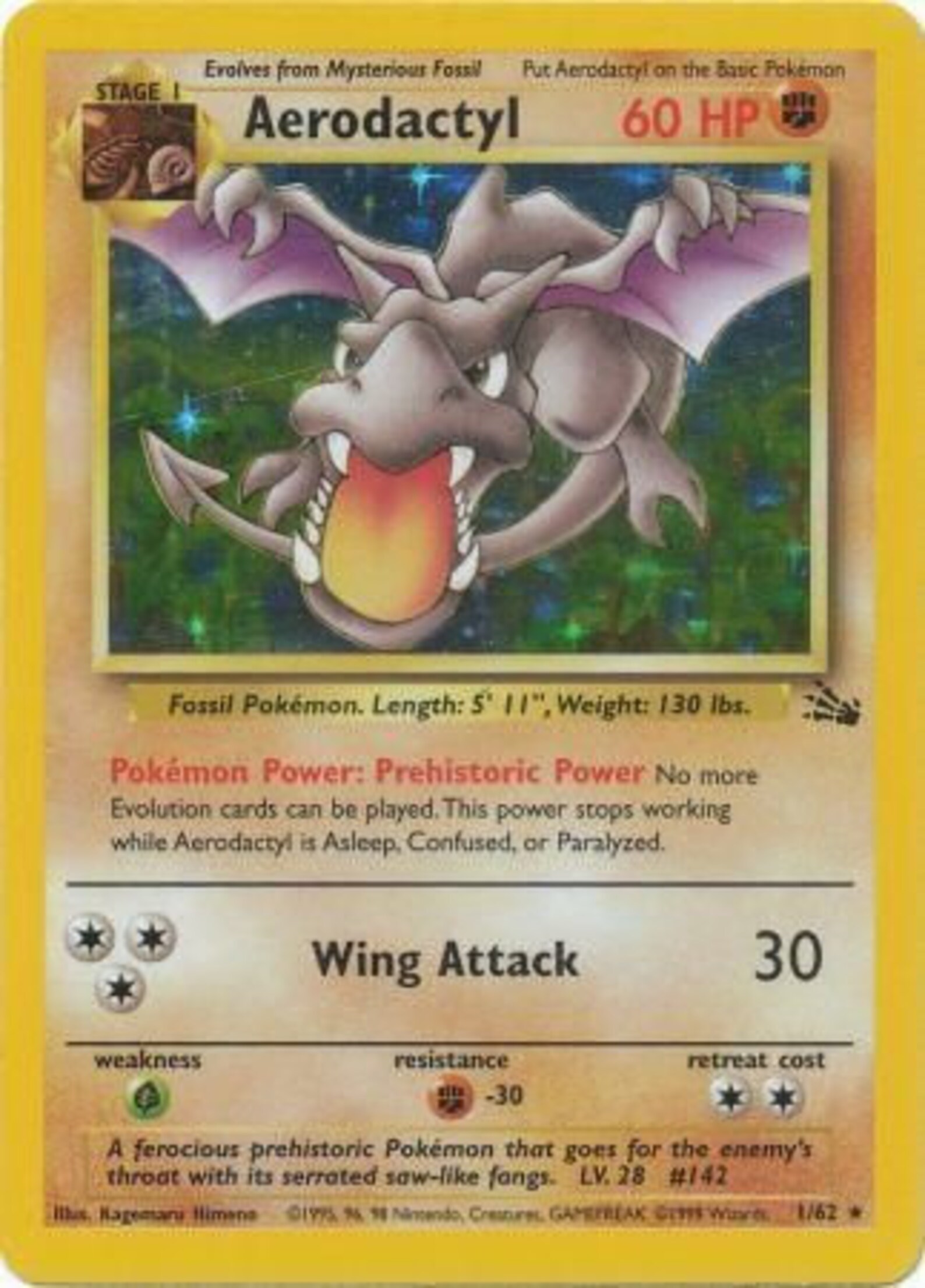 Aerodactyl Holofoil 1/62 Base Fossil Rare Pokemon Card, REAL CARD - Etsy