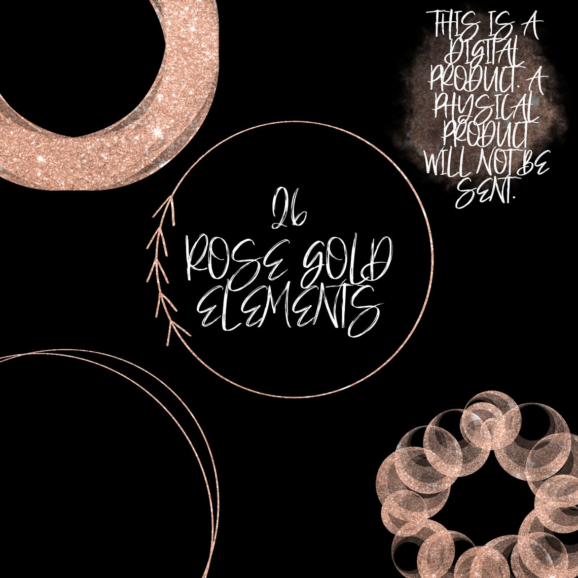 Rose Gold Clipart-clip Art-glitter- Glitter Clipart-foil Accents-rose ...