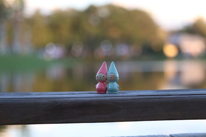 Elfling Duo / Elfling Couple Handmade Small Happy Elf Figurine / Desk ...