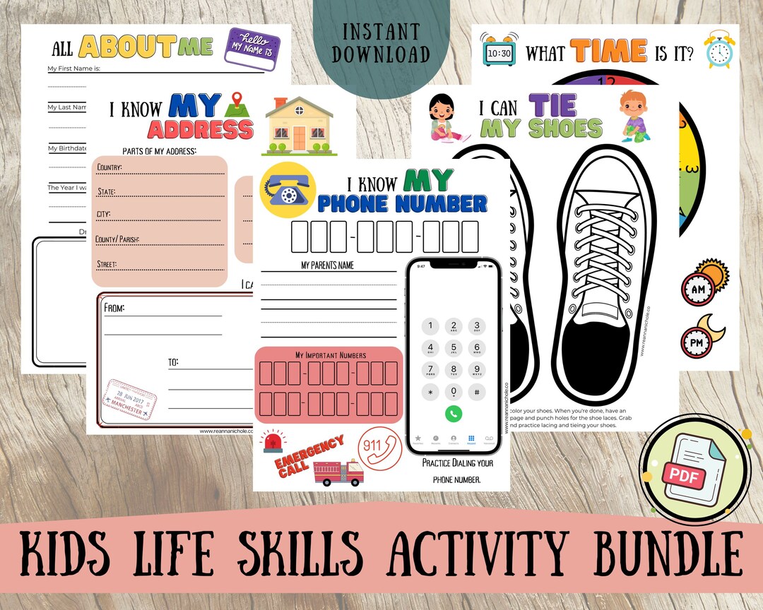 Kids Life Skill Activities, Homeschool Printable, Phone Number, Address ...