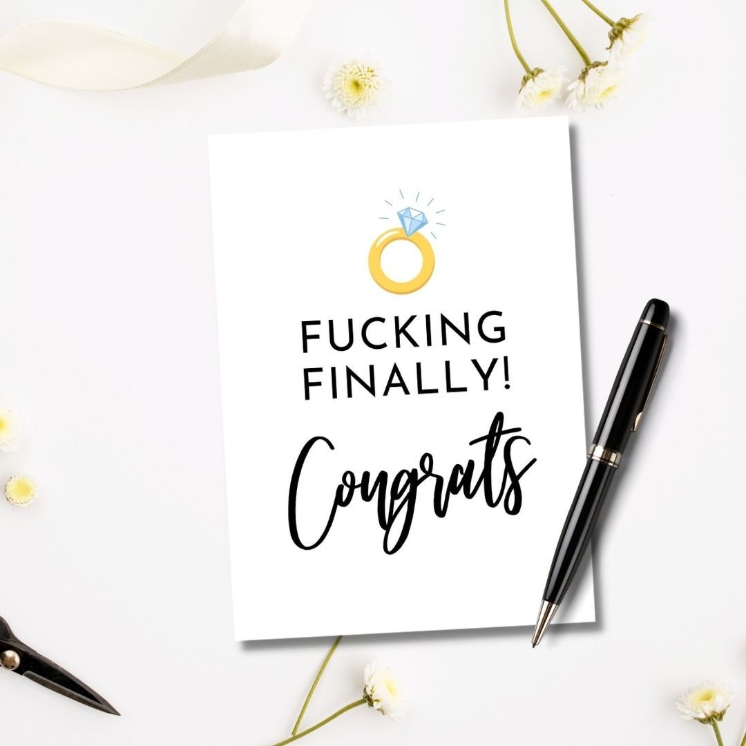 Printable Fucking Finally Card Funny Engagement Card for Her About Time ...
