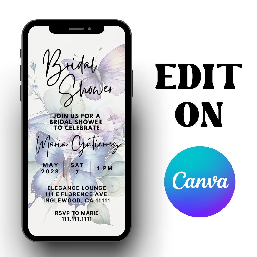 Bridal Shower Digital Invitation Canva Editable Template - Etsy