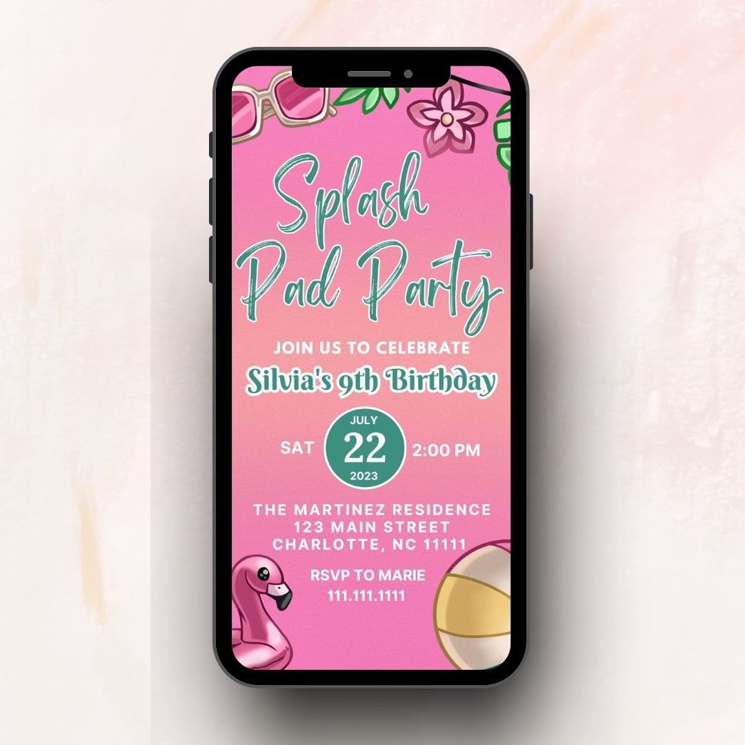 Splash Pad Party Digital Invitation Editable Canva Template - Etsy