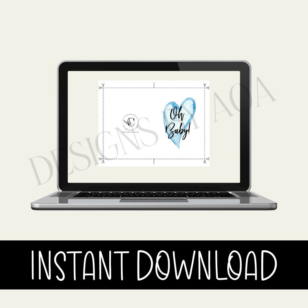 Printable Oh Baby Blue Card Instant Download Baby Shower Card ...