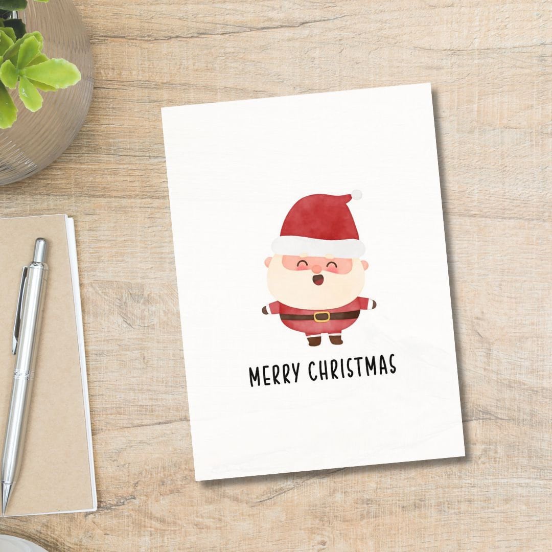 Printable Merry Christmas Card Instant Download Santa Christmas Card ...