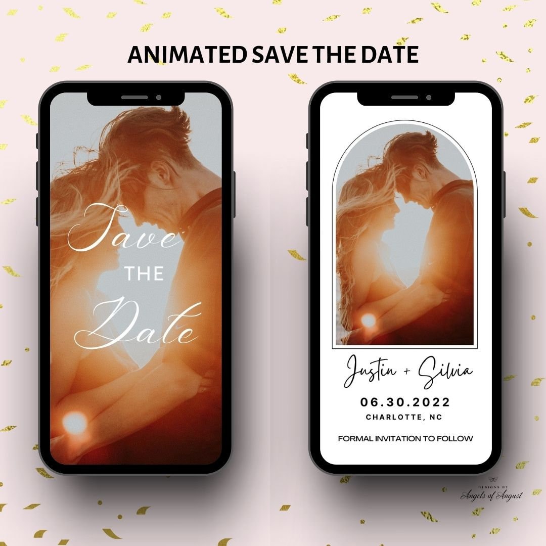 Animated Save the Date Digital Invitation | Editable Canva Template ...