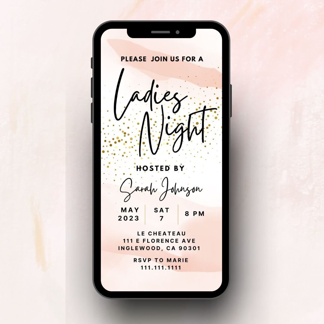Ladies Night Digital Invitation | Editable Canva Template | Instant ...