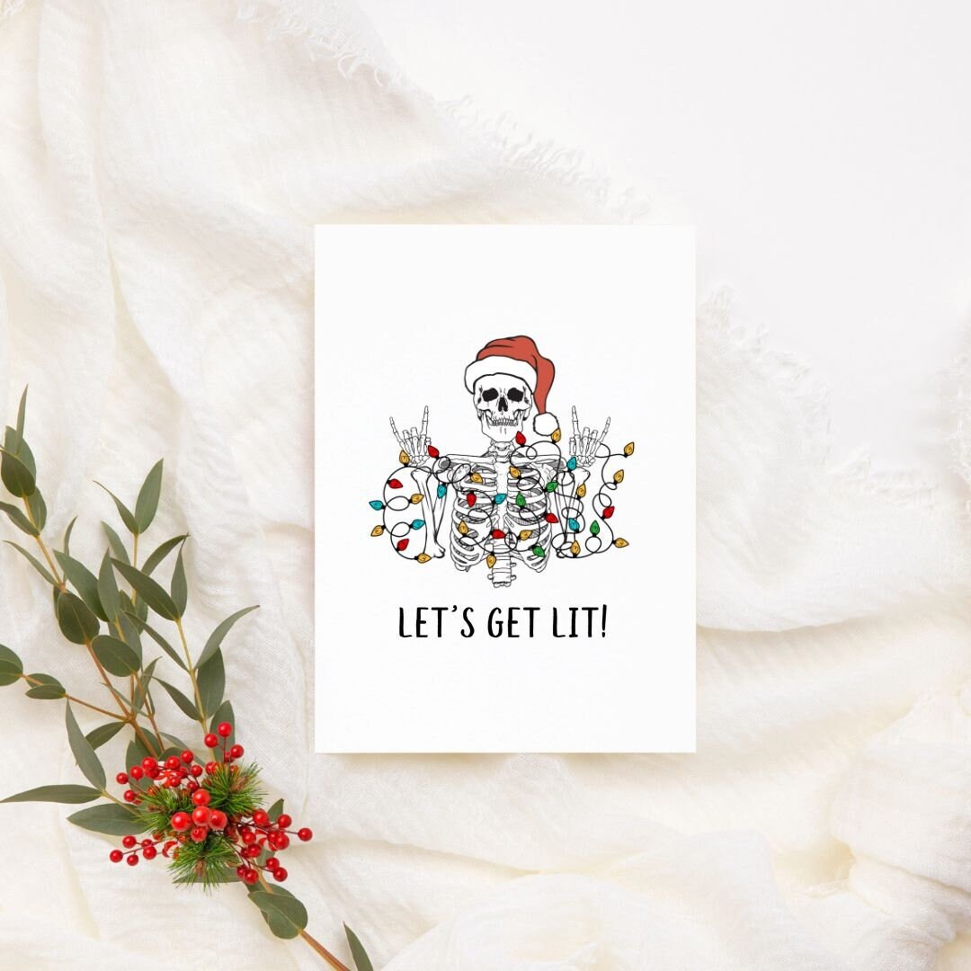 Printable Let's Get Lit Card | Funny Christmas Card | Christmas ...