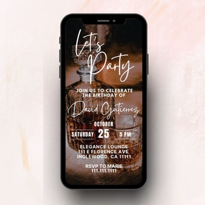 Whiskey Birthday Party Digital Invitation | Editable Canva Template ...