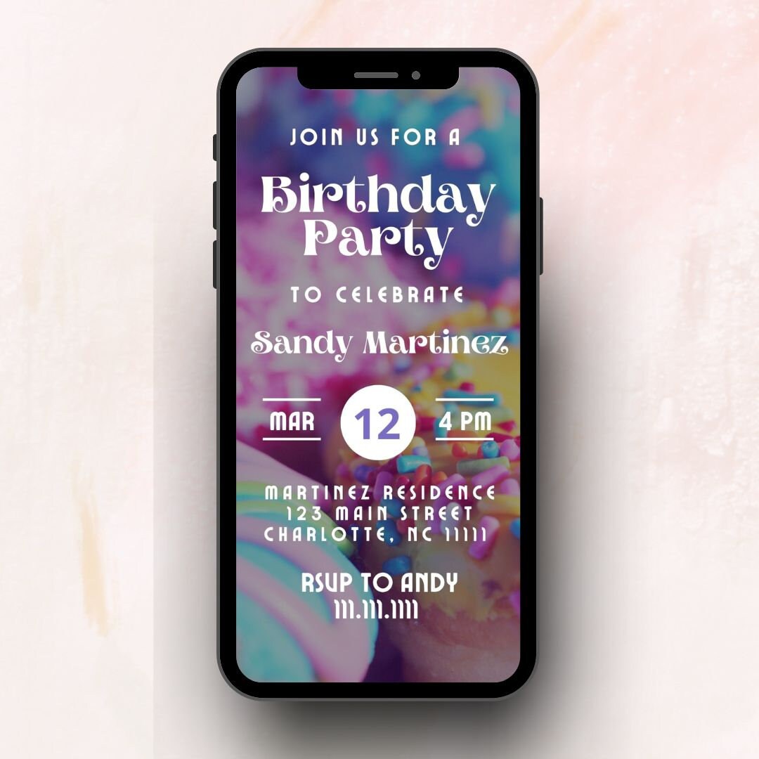 Birthday Party Digital Invitation Template Editable Canva Template ...