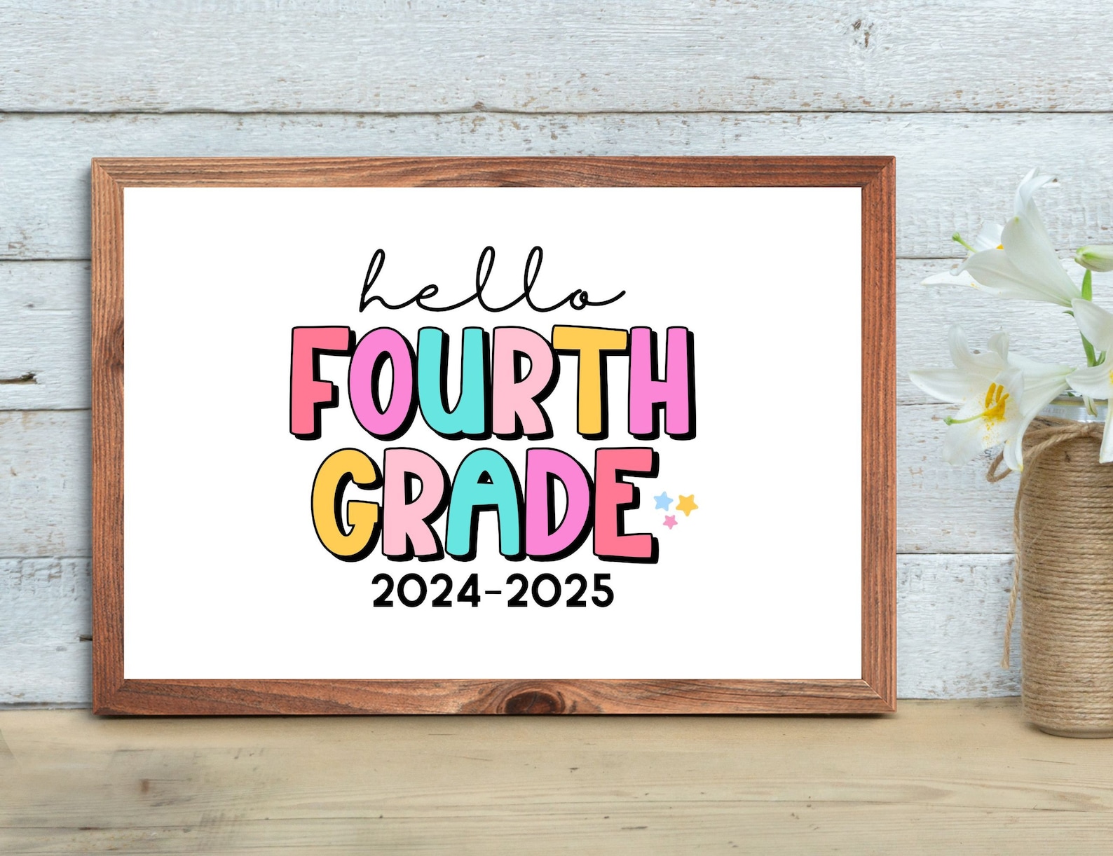 Printable First Day of Fourth Grade 2024 Sign Fourth Grade Sign Hello ...