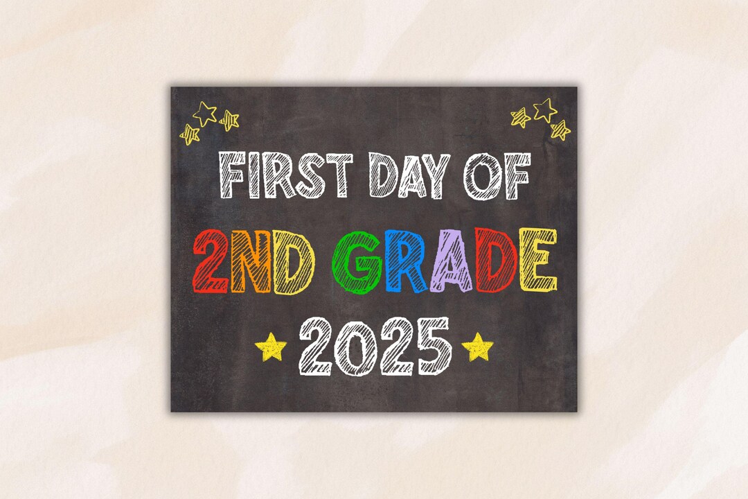 Printable First Day of Second Grade 2025 Sign 2nd Grade Sign 2025 Back ...