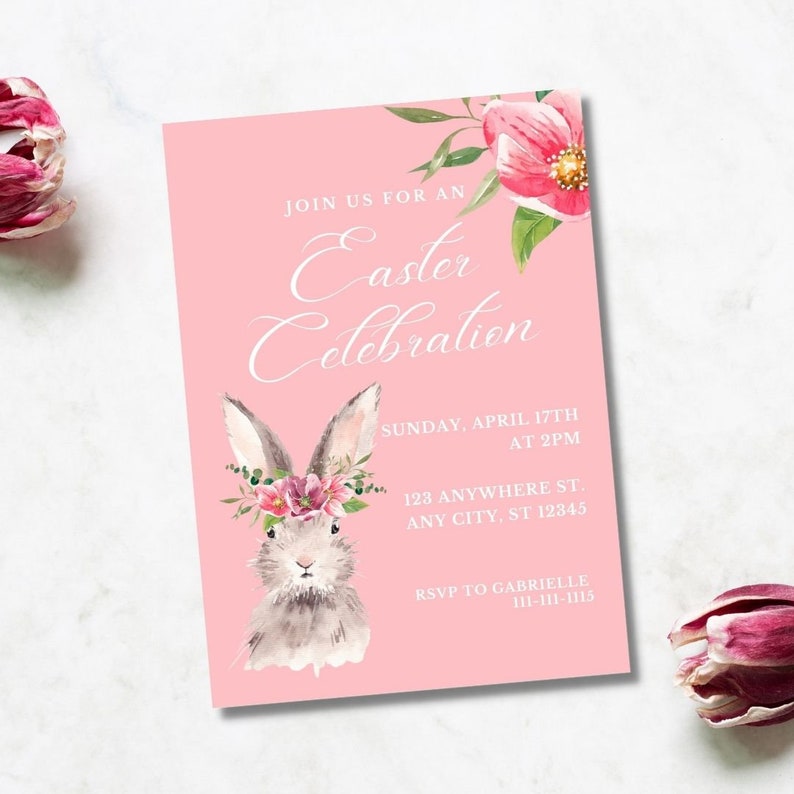 Printable Easter Invitation Canva Editable Template Instant Download ...