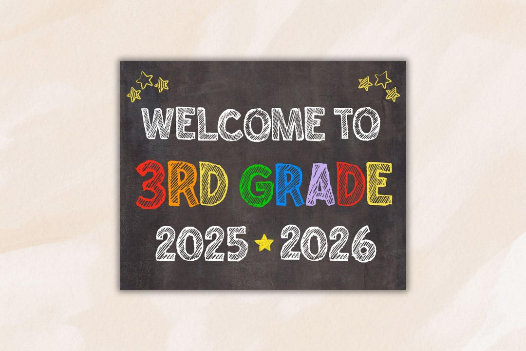 Printable Welcome to Third Grade Sign Chalkboard Classroom Sign Third ...